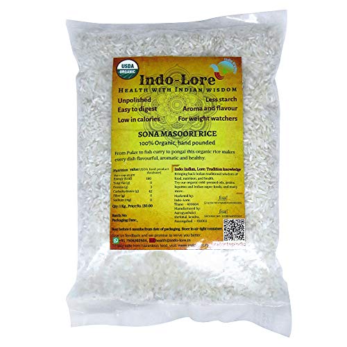 Indo-Lore Hand Pounded Sona Masuri Rice (1KG) Price in India ...