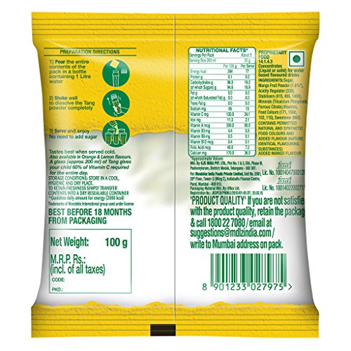 Tang Instant Fruit Flavour and Powder (Mango, 100GM) Price in India ...