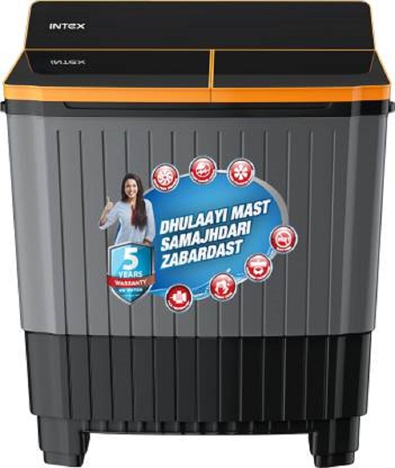 Intex 8 kg Semi Automatic Top Load Washing Machine (SA80BLFG) Online at ...
