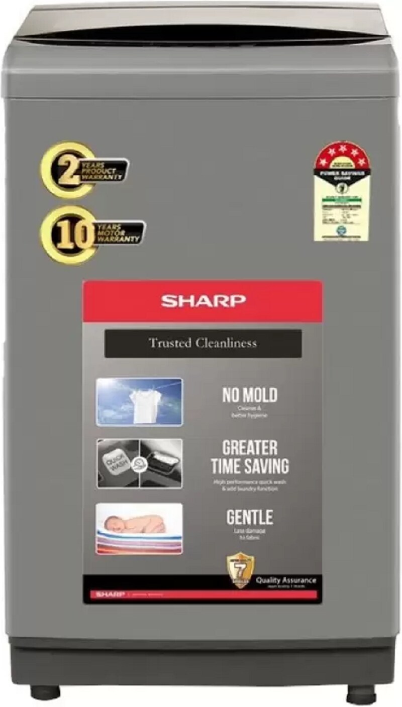 Sharp 7.5 kg Fully Automatic Top Load Washing Machine (ES-T75N-GY ...
