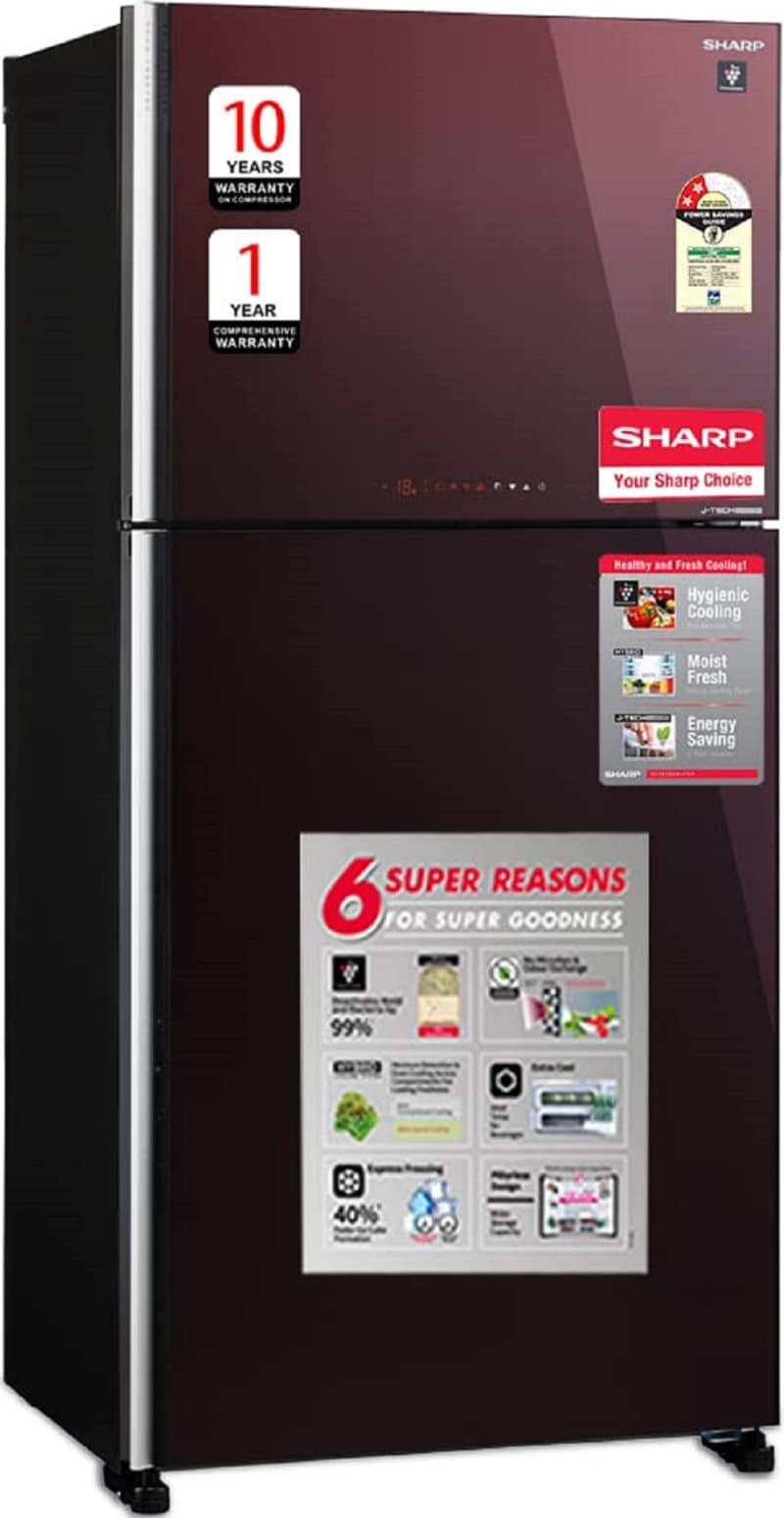 Sharp 613 L Frost Free Double Door 2 Star Refrigerator (SJGP60TMREC ...