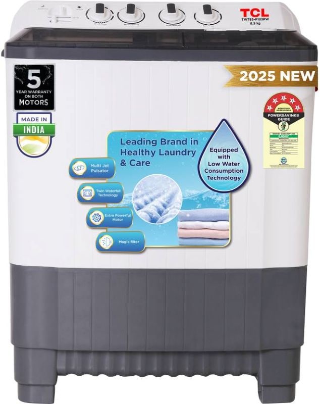TCL 10 kg Semi Automatic Top Load Washing Machine (TWT100-P103PW ...